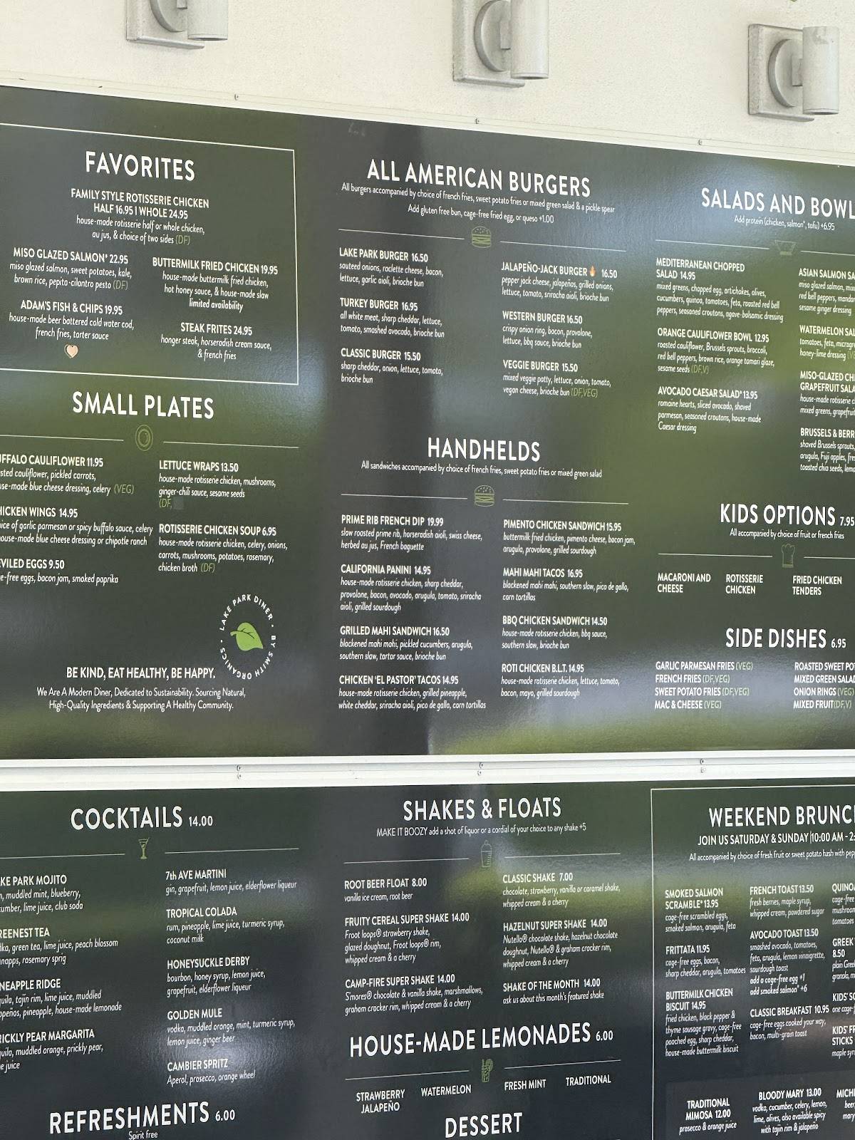 Menu at Lake Park Diner restaurant, Naples
