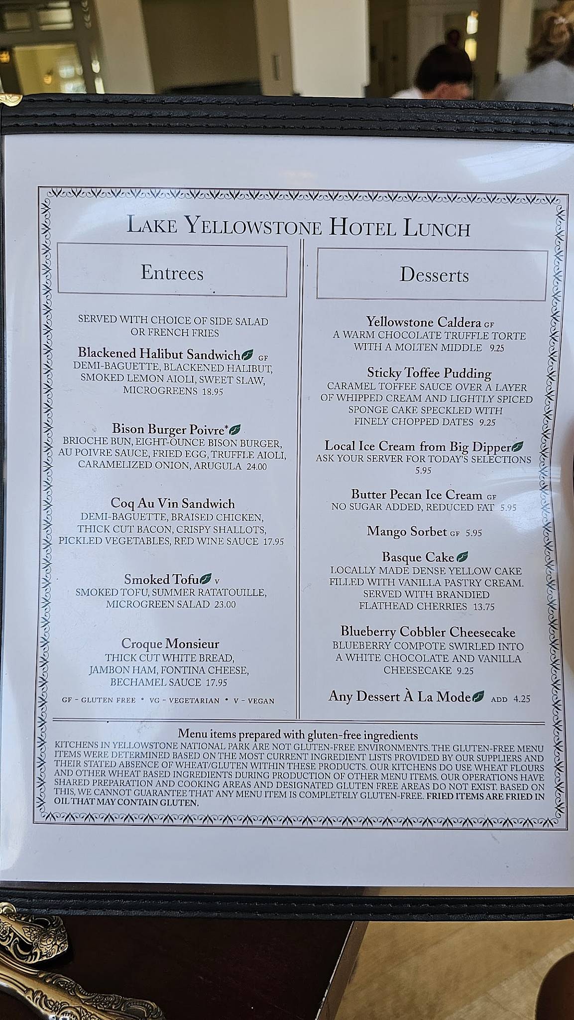 Menu at Lake Yellowstone Hotel Dining Room restaurant, USA, 236 ...