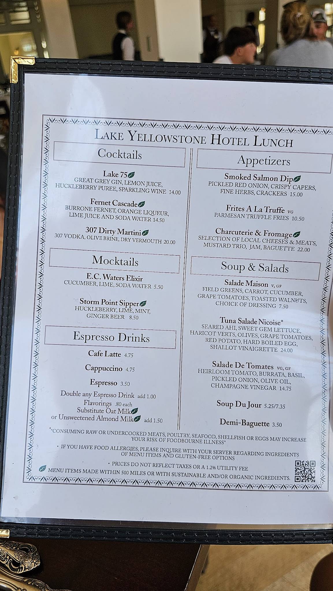 Menu at Lake Yellowstone Hotel Dining Room restaurant, USA, 236 ...