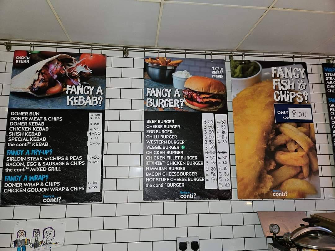 Menu at Lakeland Continental fast food, Ulverston