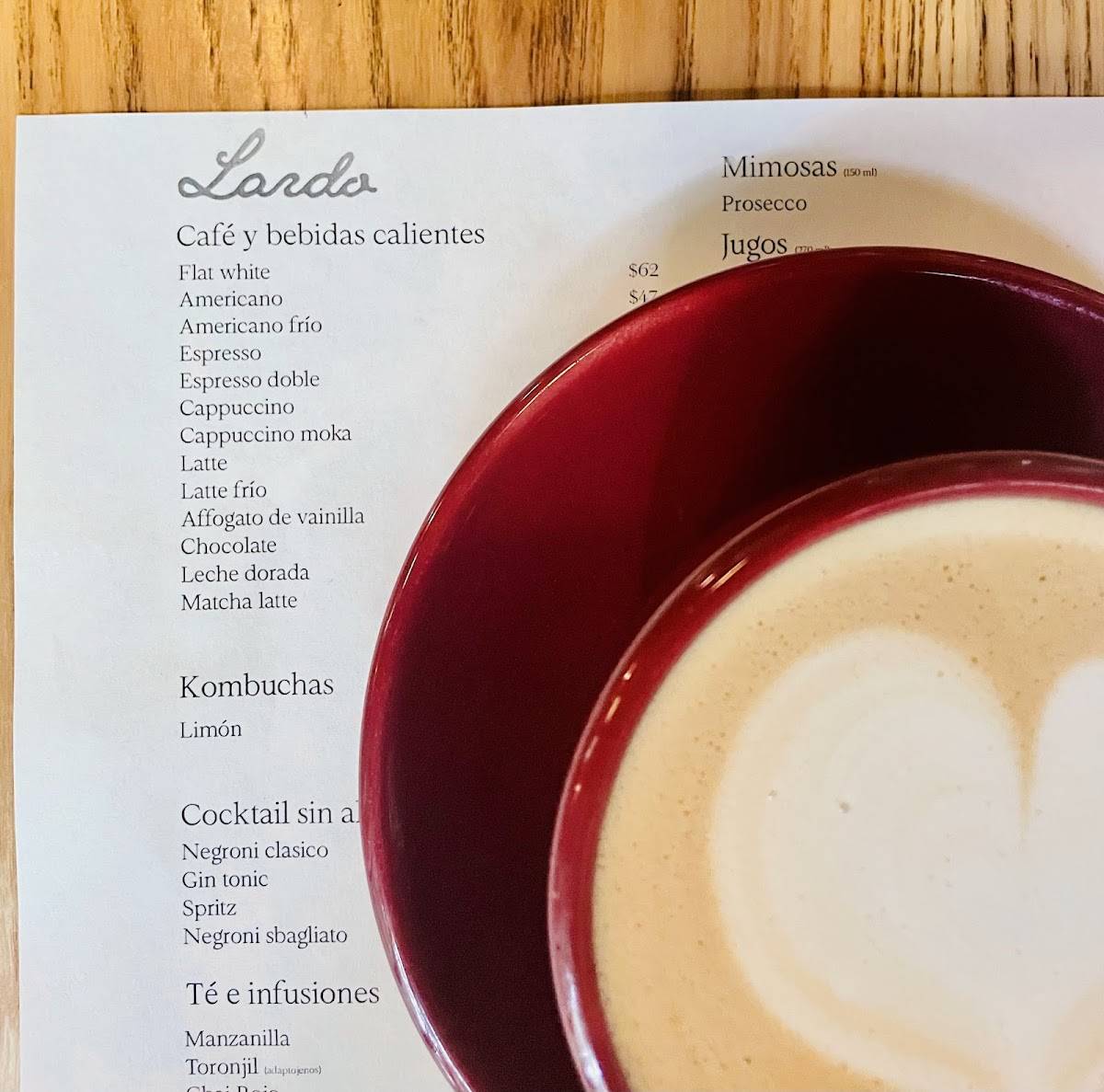 Menu at Lardo cafeteria, Mexico City, Agustín Melgar 6