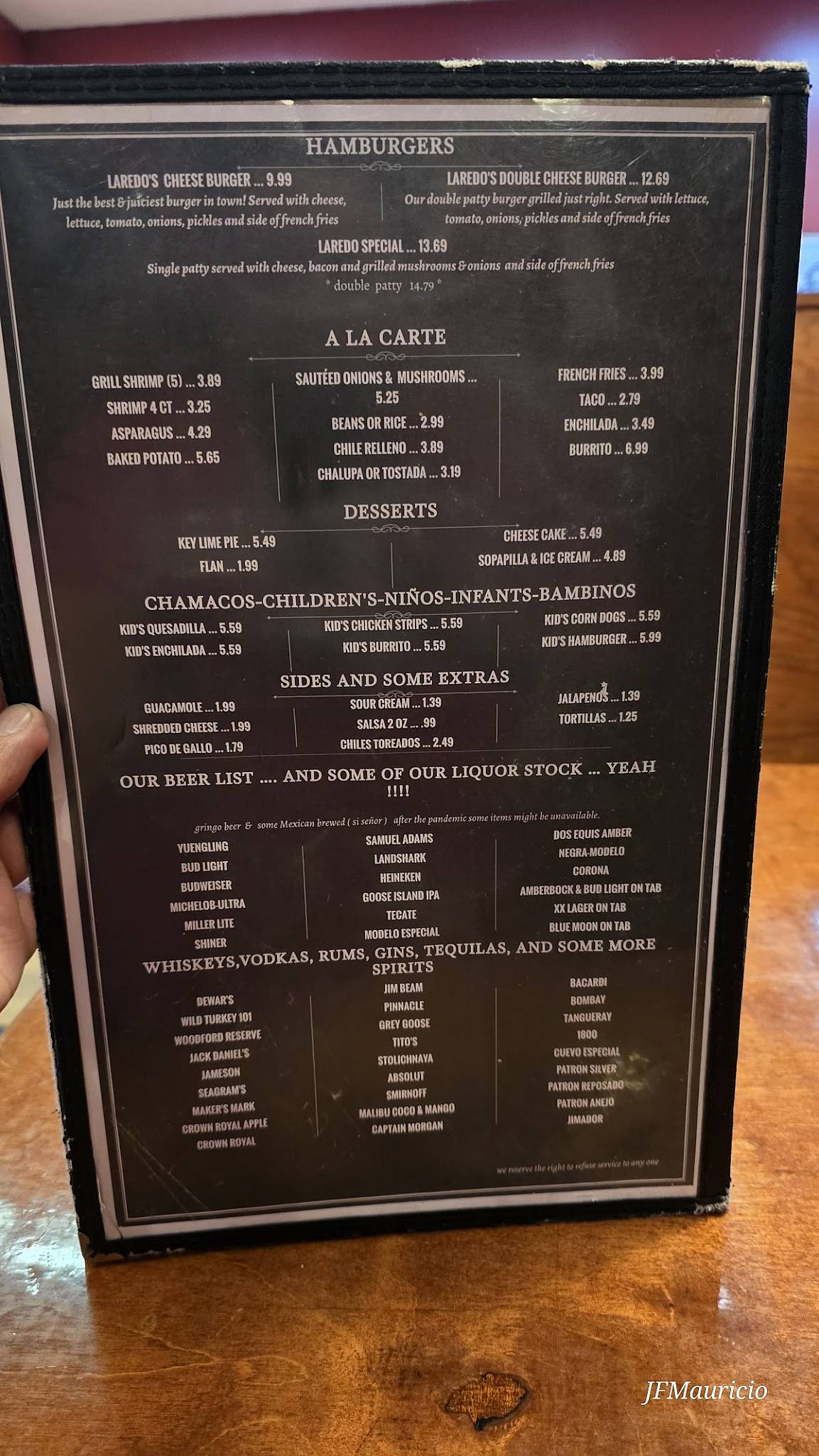 Menu at Laredo Grill Restaurant, El Dorado