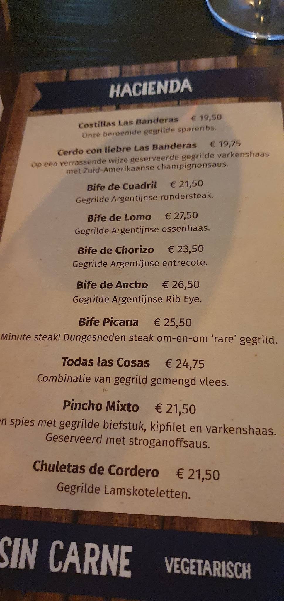 Menu au Las Banderas, De Lutte