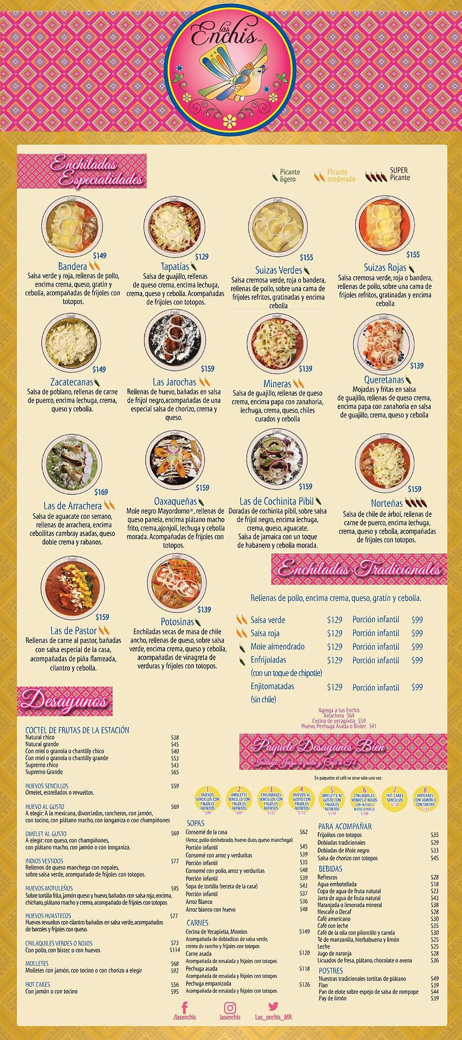 Carta del restaurante Las Enchis, Tlalnepantla, Calle Viveros del Asís ...