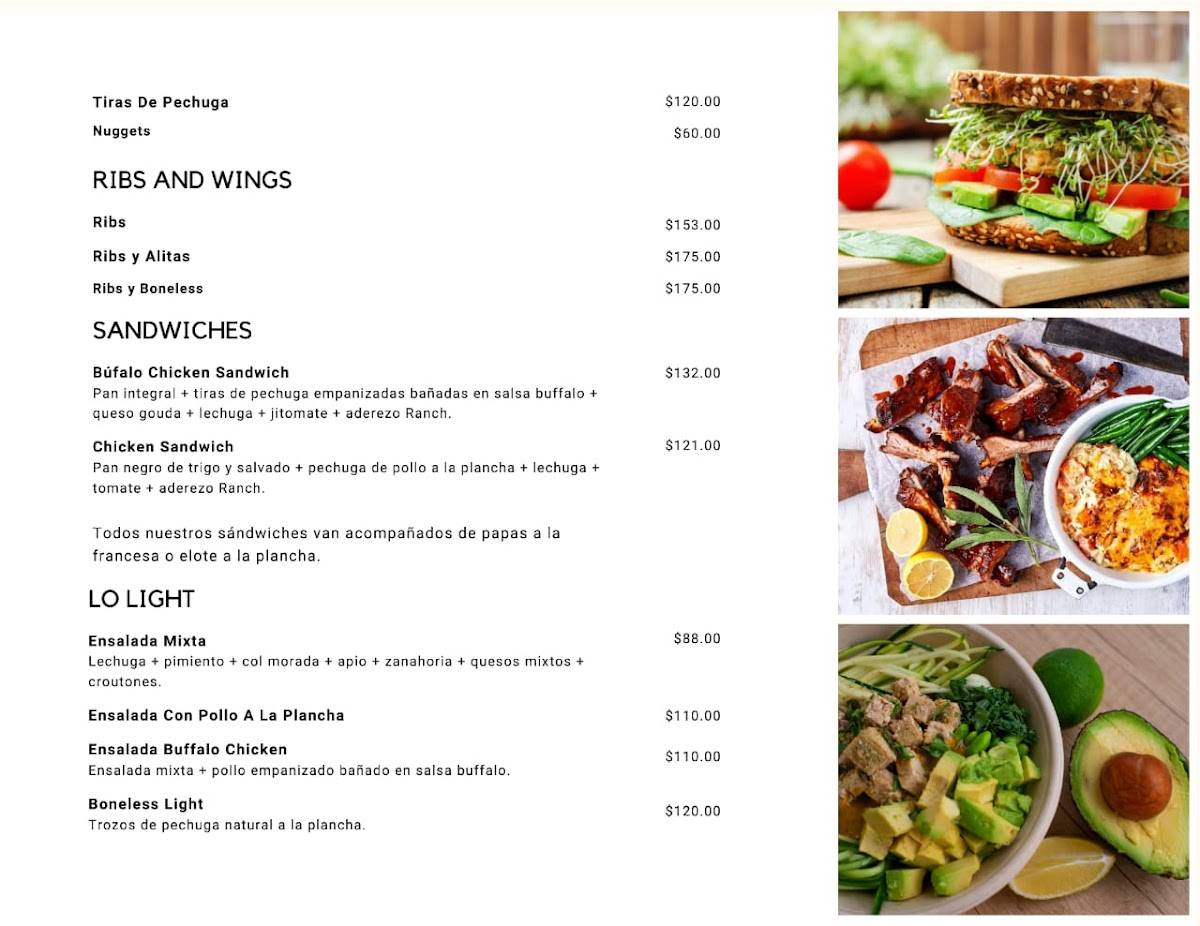 Carta del restaurante Las Wings De Sanzio, Zapopan