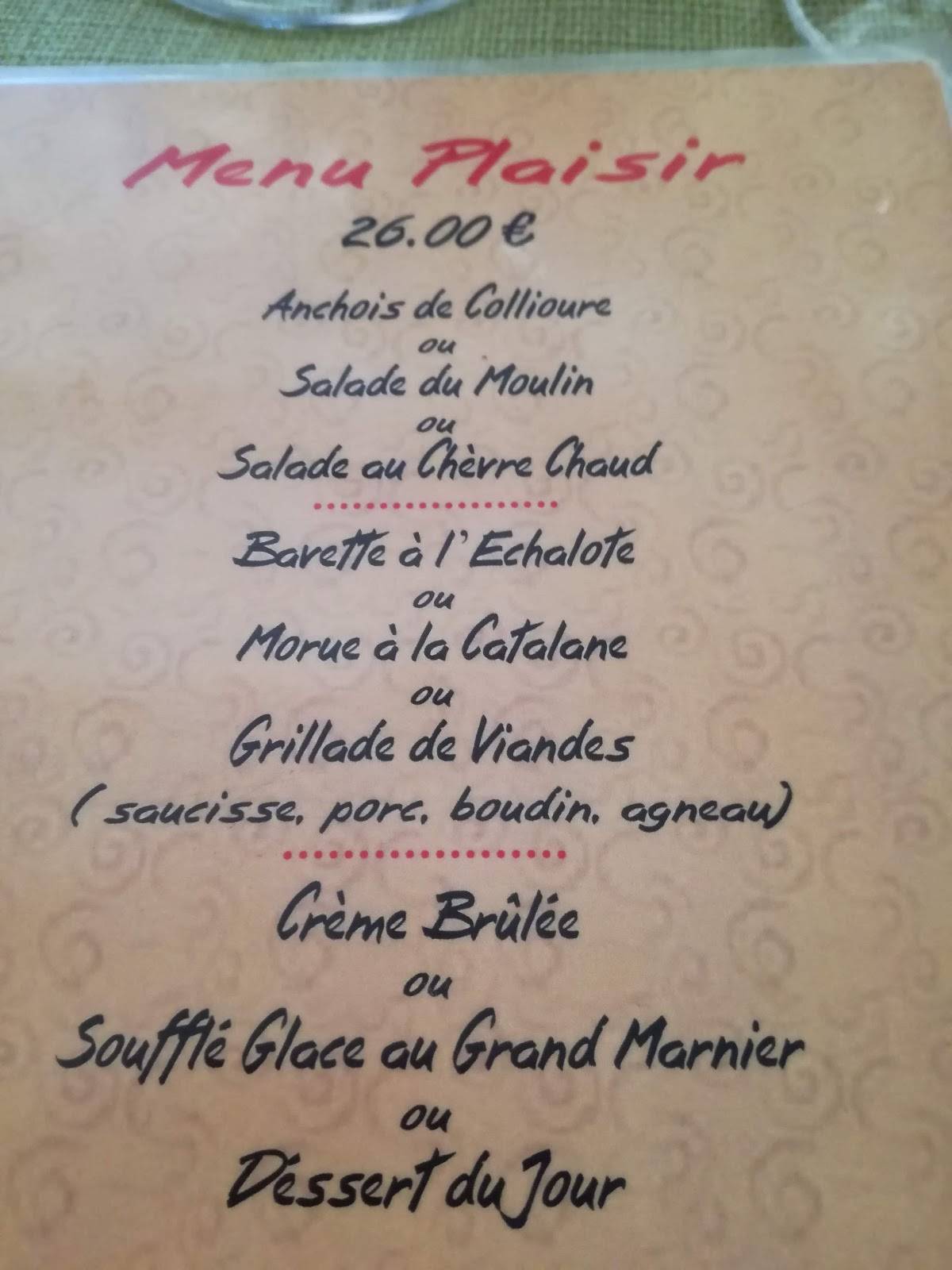 Menu au LE MOULIN A SOUFRE restaurant, Rivesaltes