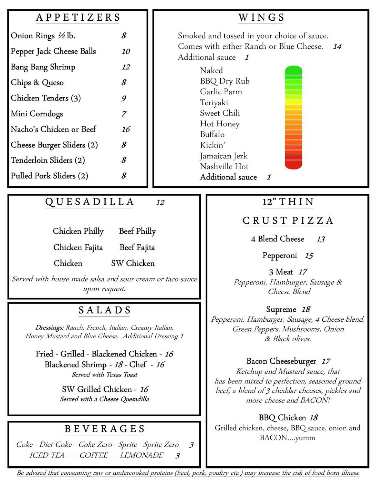 Menu at THE ROCK BAR + GRILL, Laurie