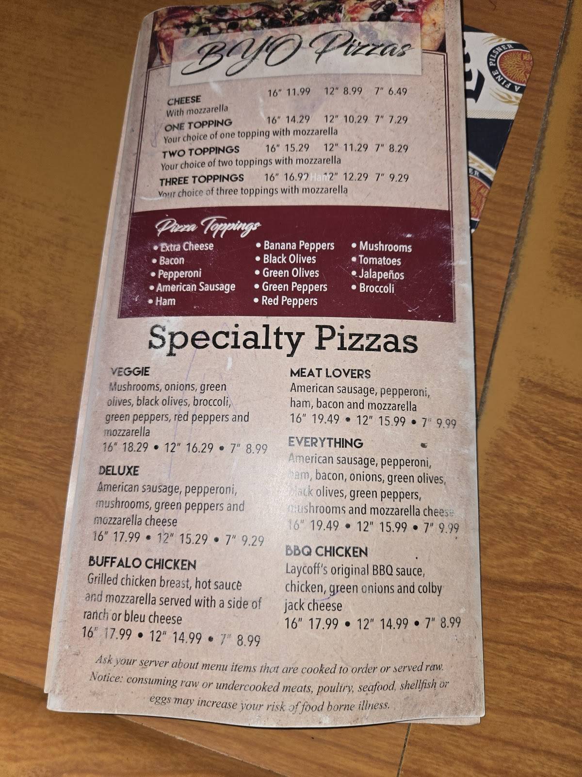 Menu at Laycoff's Tavern pub & bar, Fort Wayne