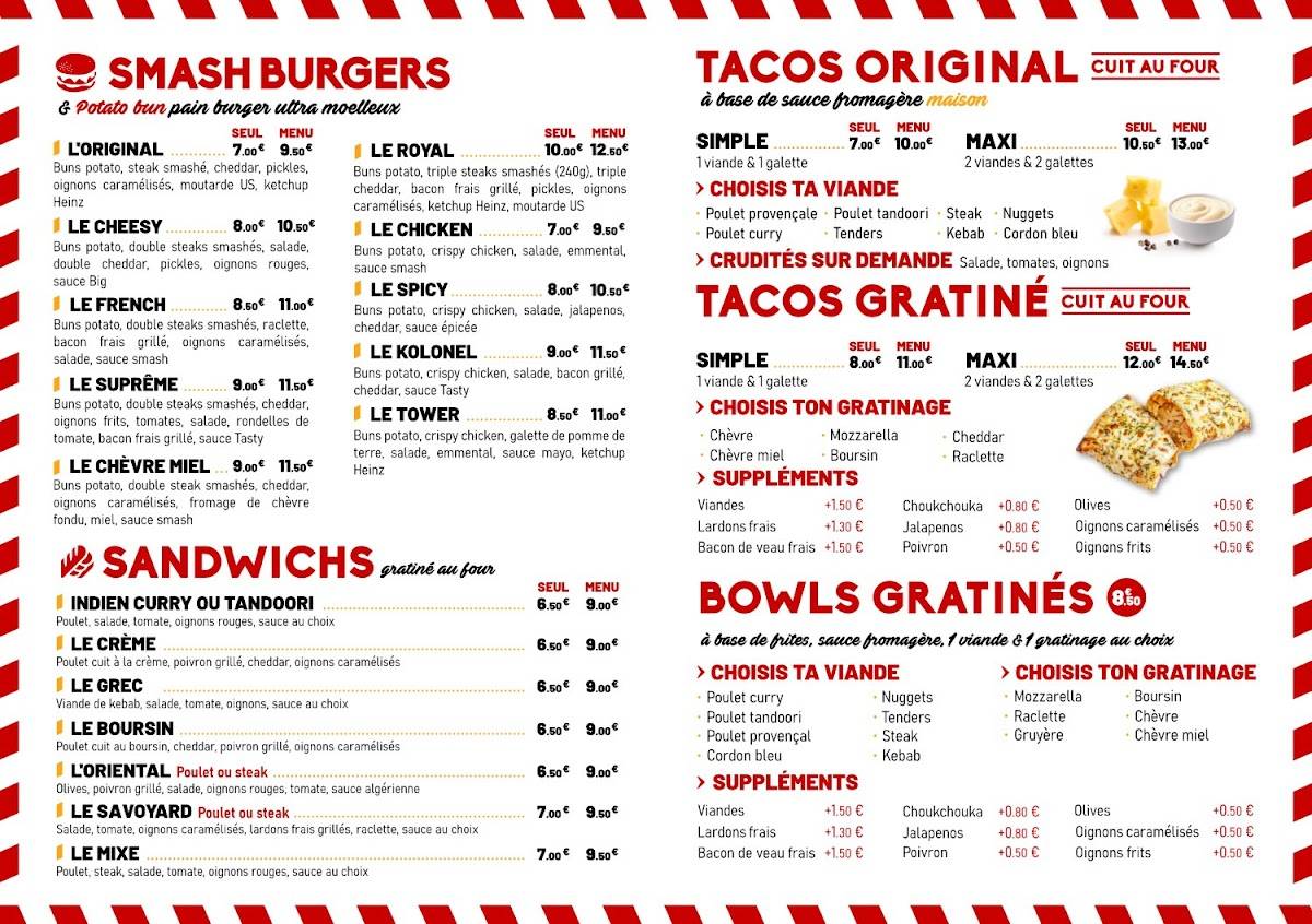 Menu au Le Cheesy restaurant, Audincourt