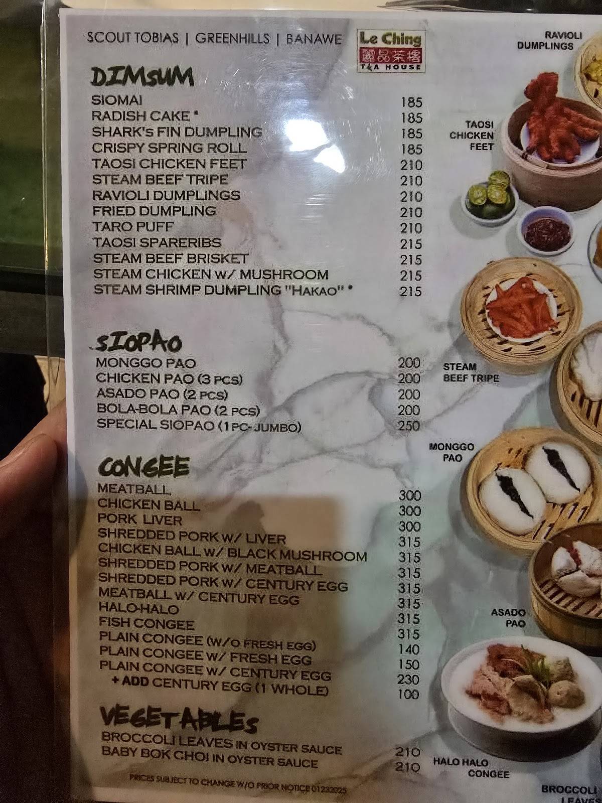 Menu at Le Ching Tea House restaurant, Quezon City, MCV Building