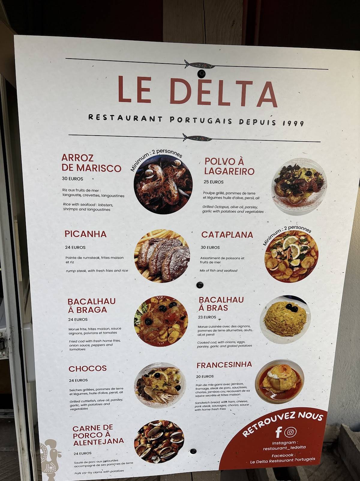 Menu au Le Delta restaurant Lyon Dardilly, Dardilly