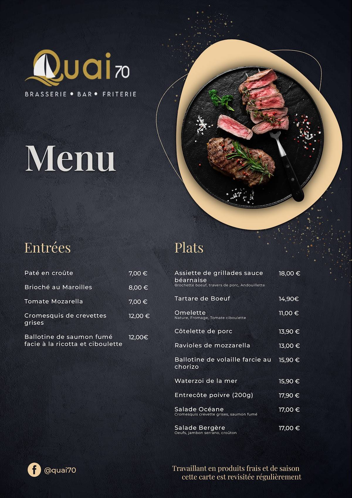 Menu au Le Feu Au Lac restaurant, Valenciennes