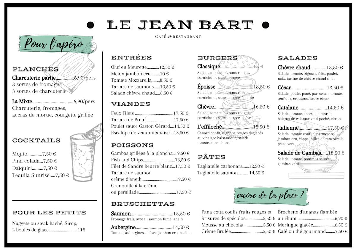 Menu au Le Jean Bart, Seurre