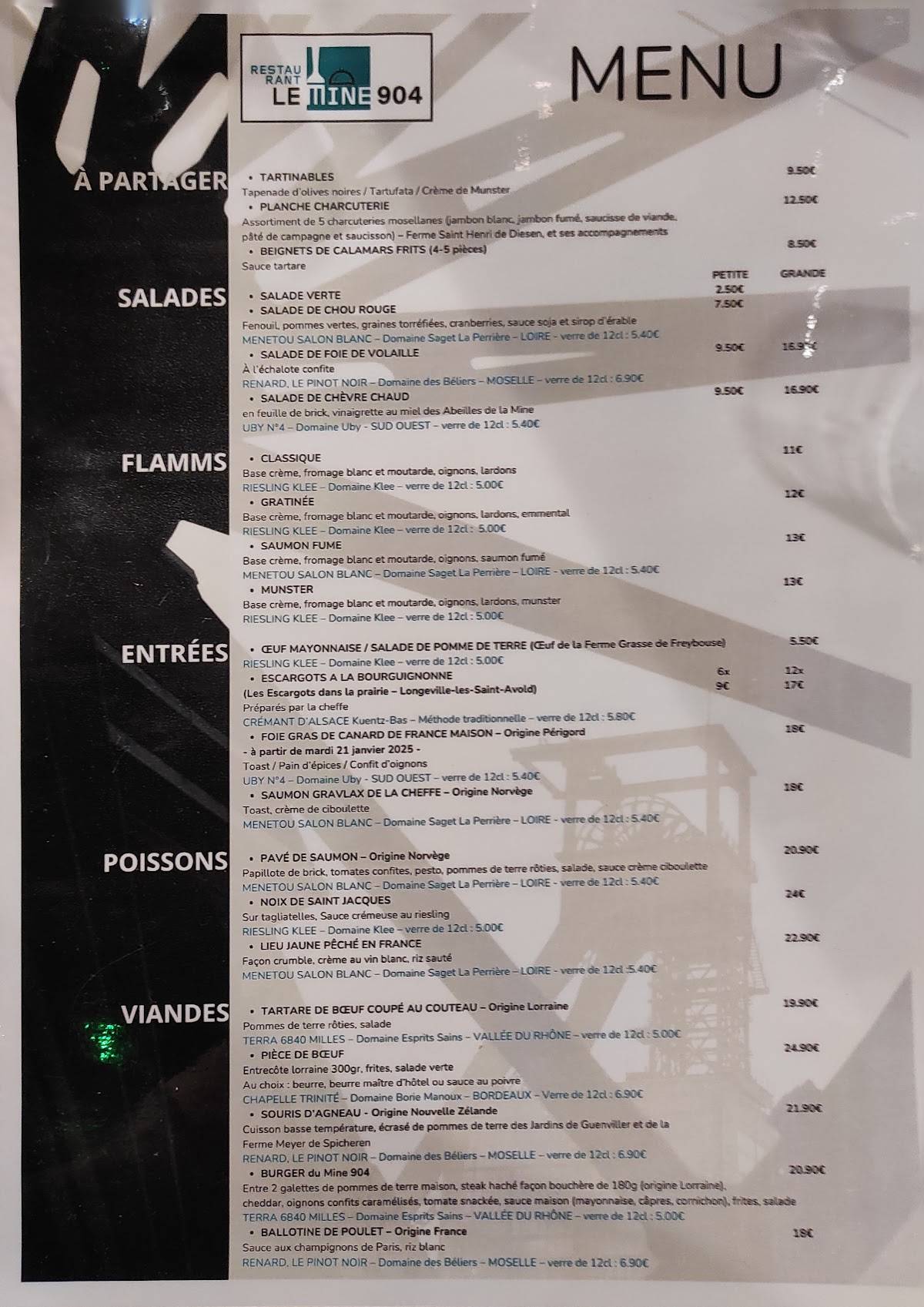Menu au Le Mine904 - Restaurant Musée de la Mine, Petite-Rosselle