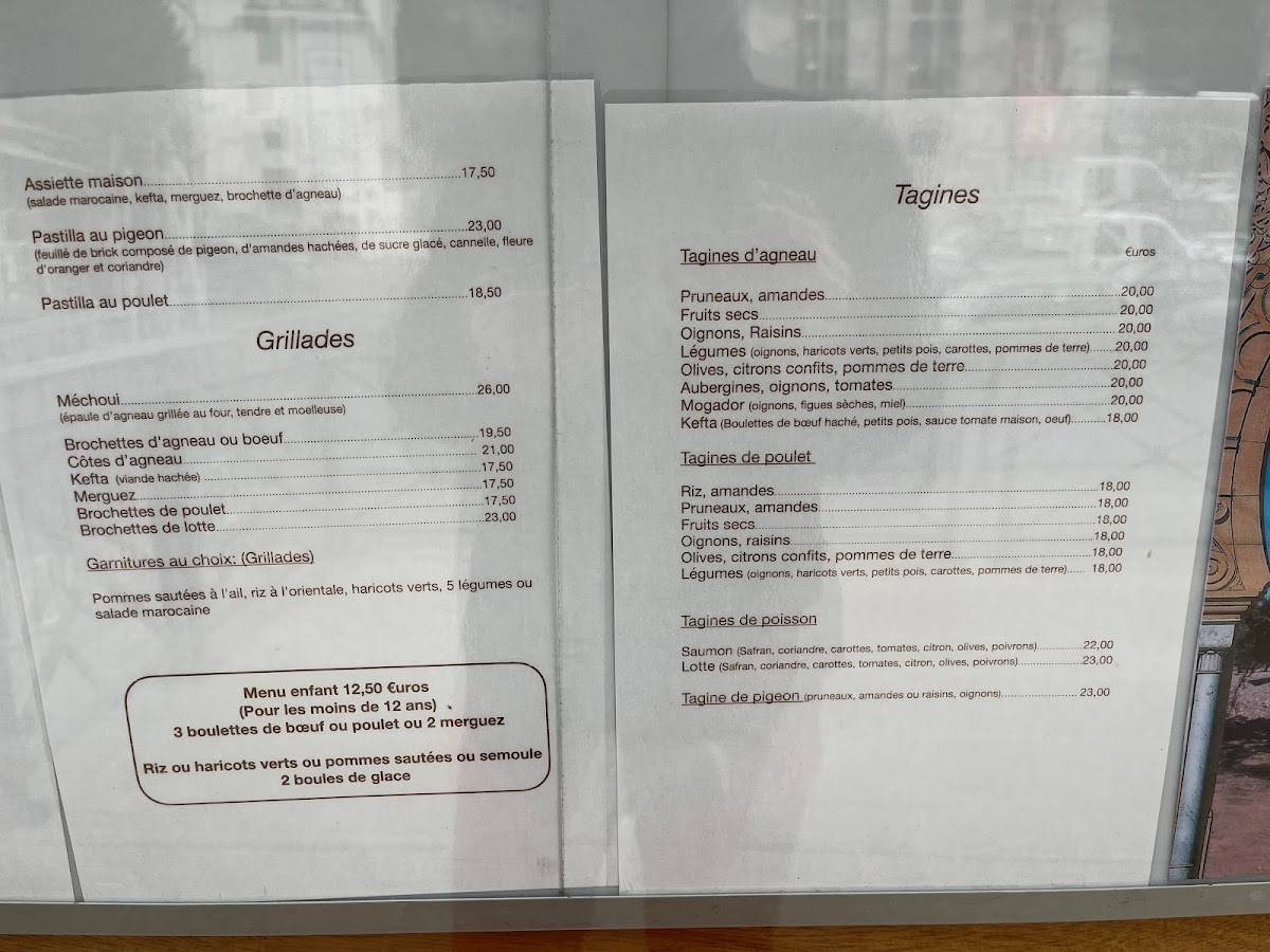 Menu au Le Palais de Marrakech restaurant, Château-Thierry, 7 Place de ...