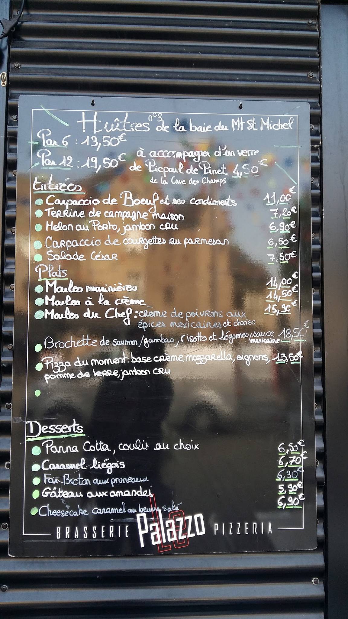 Menu au Le Palazzo restaurant, Saint-Brieuc