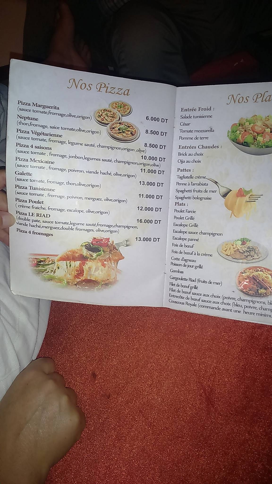 Carta del café Le Riad Djerba, Djerba Midun, tunisie