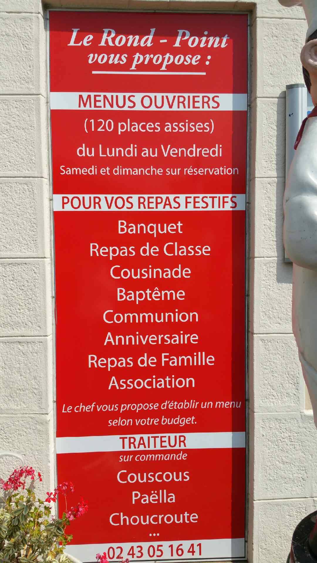 Menu au Le Rond Point pub et bar, Ernée