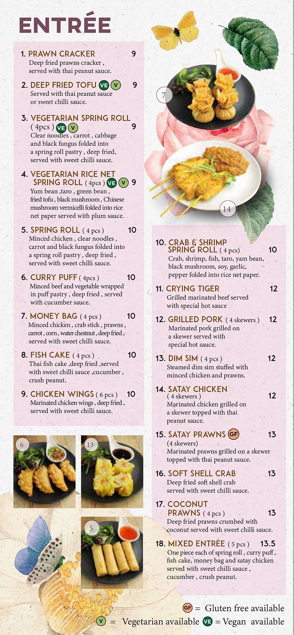 Menu at Le Rose Thai Cuisine restaurant, Tarrawanna