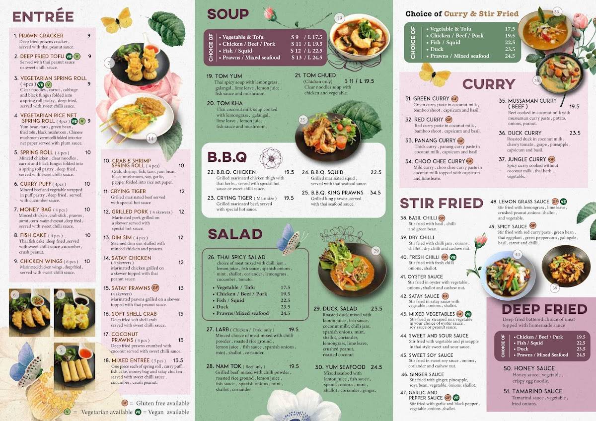 Menu at Le Rose Thai Cuisine restaurant, Tarrawanna