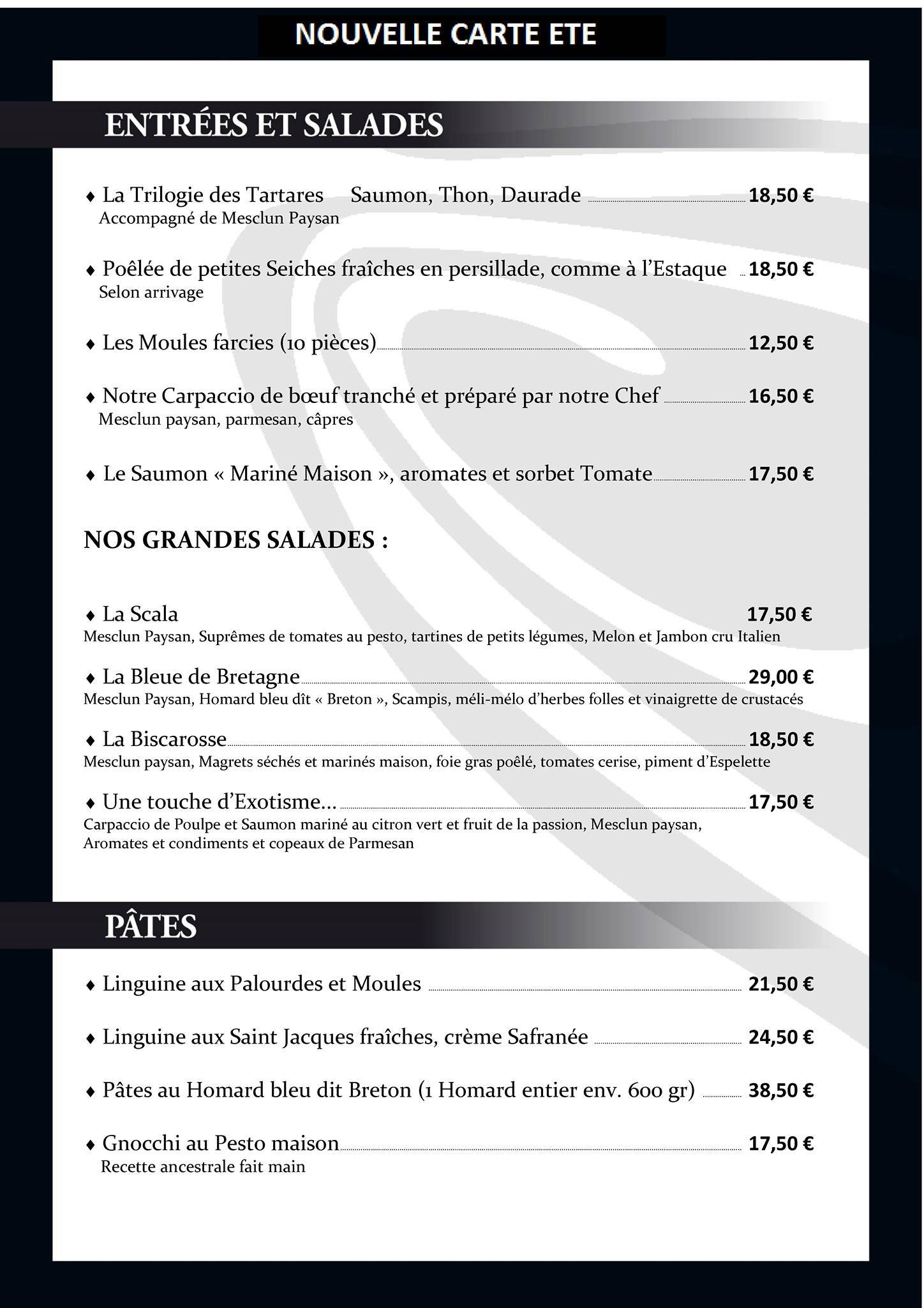Carta de Le Roy René - Restaurant Marseille, Marsella