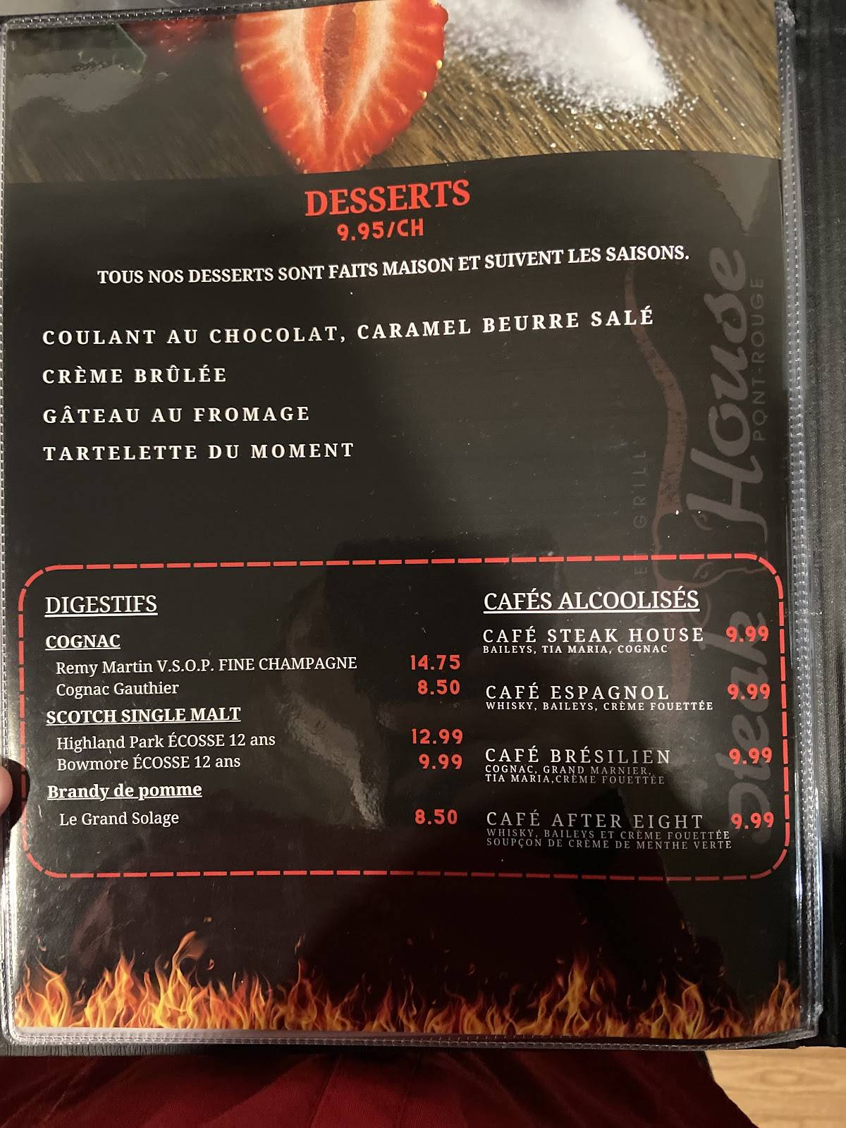 Menu au Le Steak House Pont Rouge pub et bar, Pont-Rouge