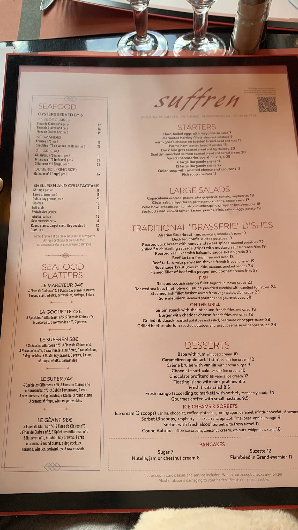 Menu au Le Suffren - Paris restaurant, Paris