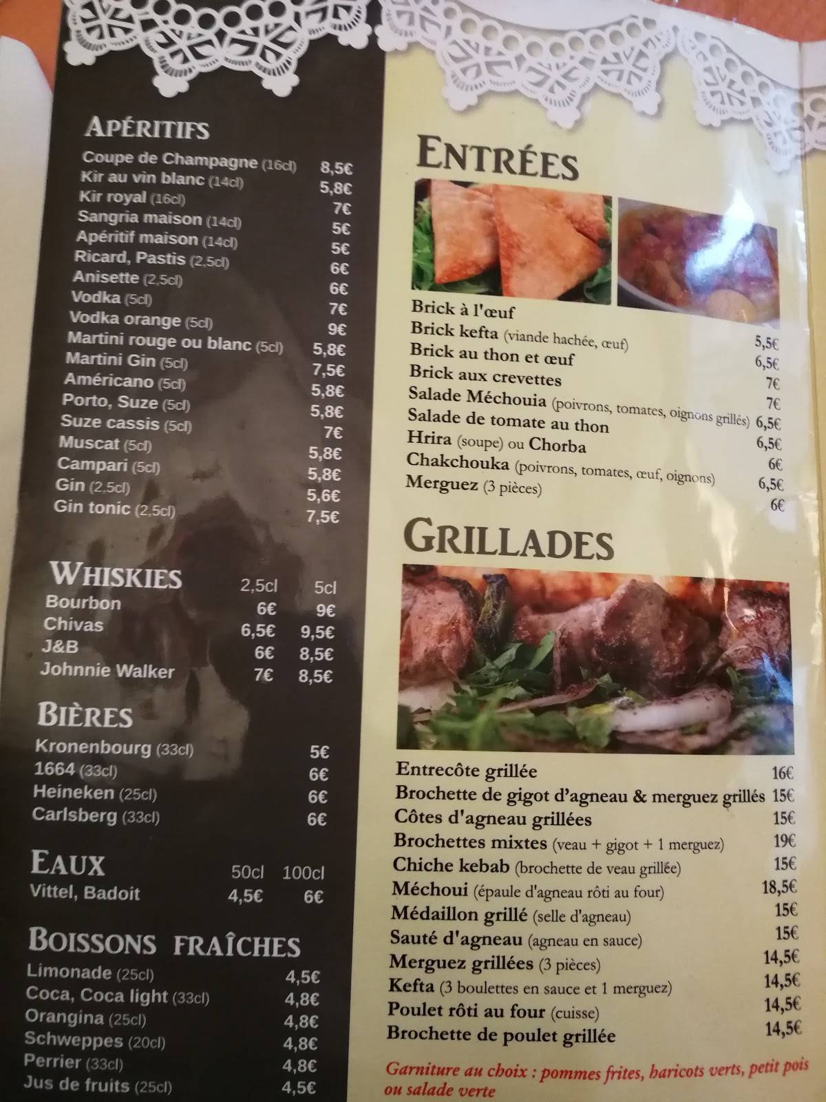 Menu au Le Vieil Alger restaurant, Paris