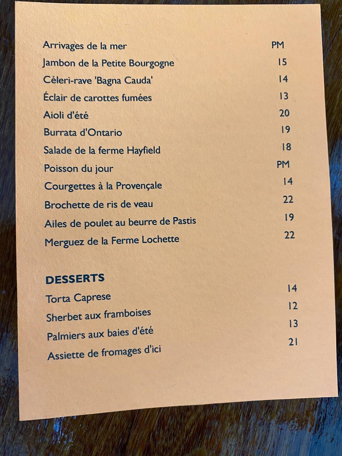 Menu at Le Vin Papillon pub & bar, Montréal, Notre-Dame St W
