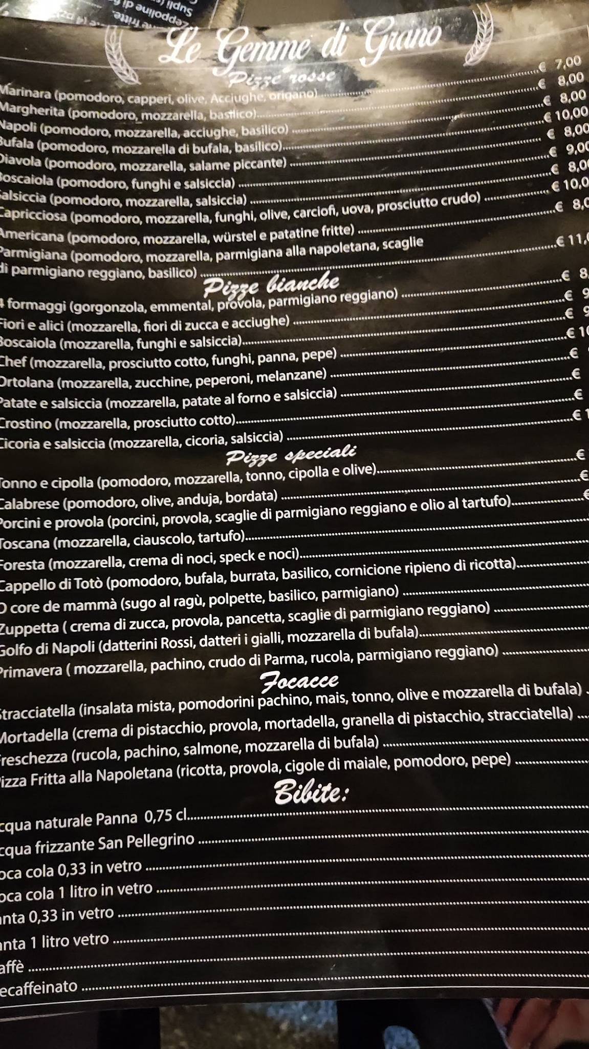 Menu da Le gemme ristorante, Roma