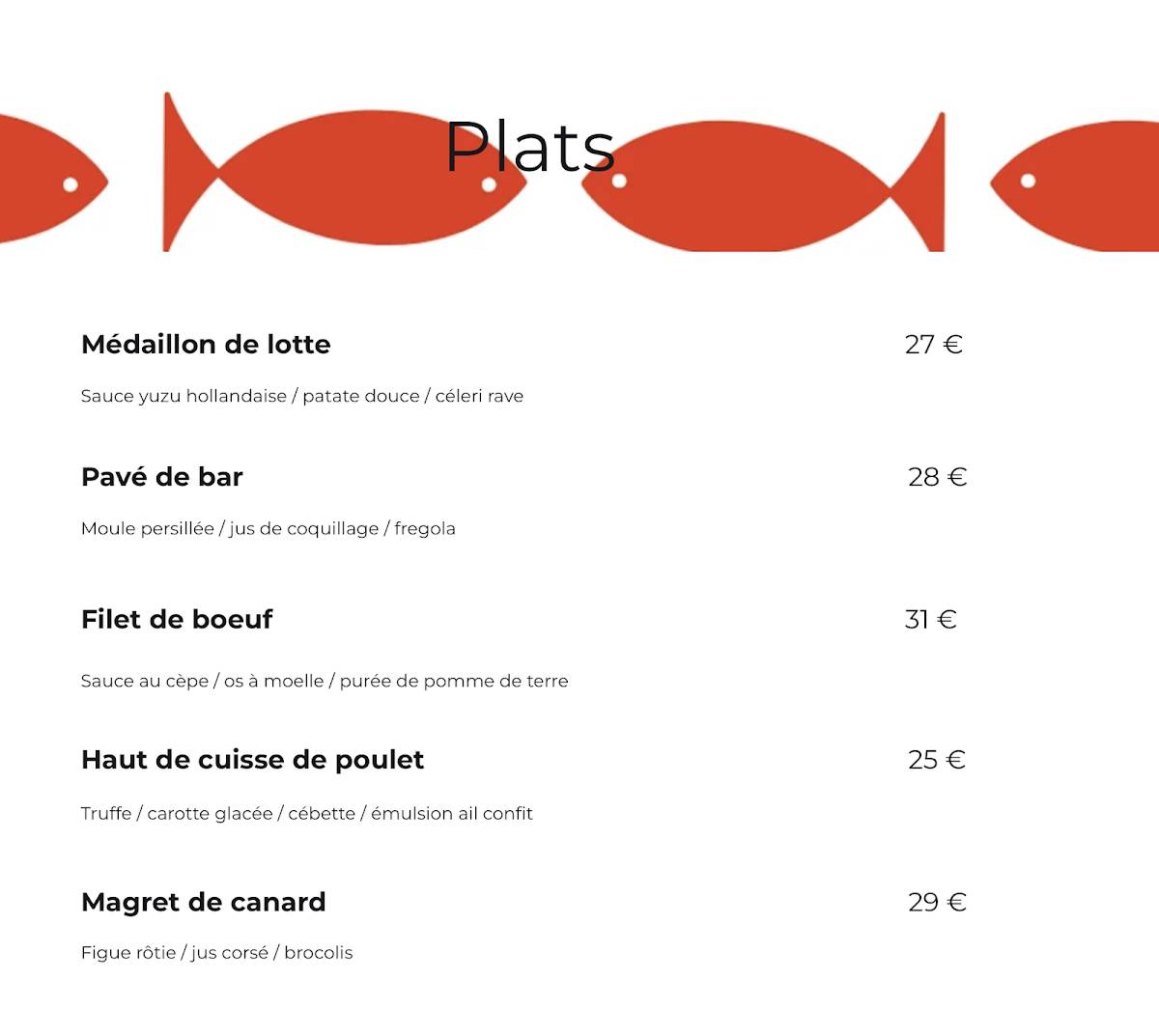 Menu au Le poisson rouge Cassis restaurant, Cassis