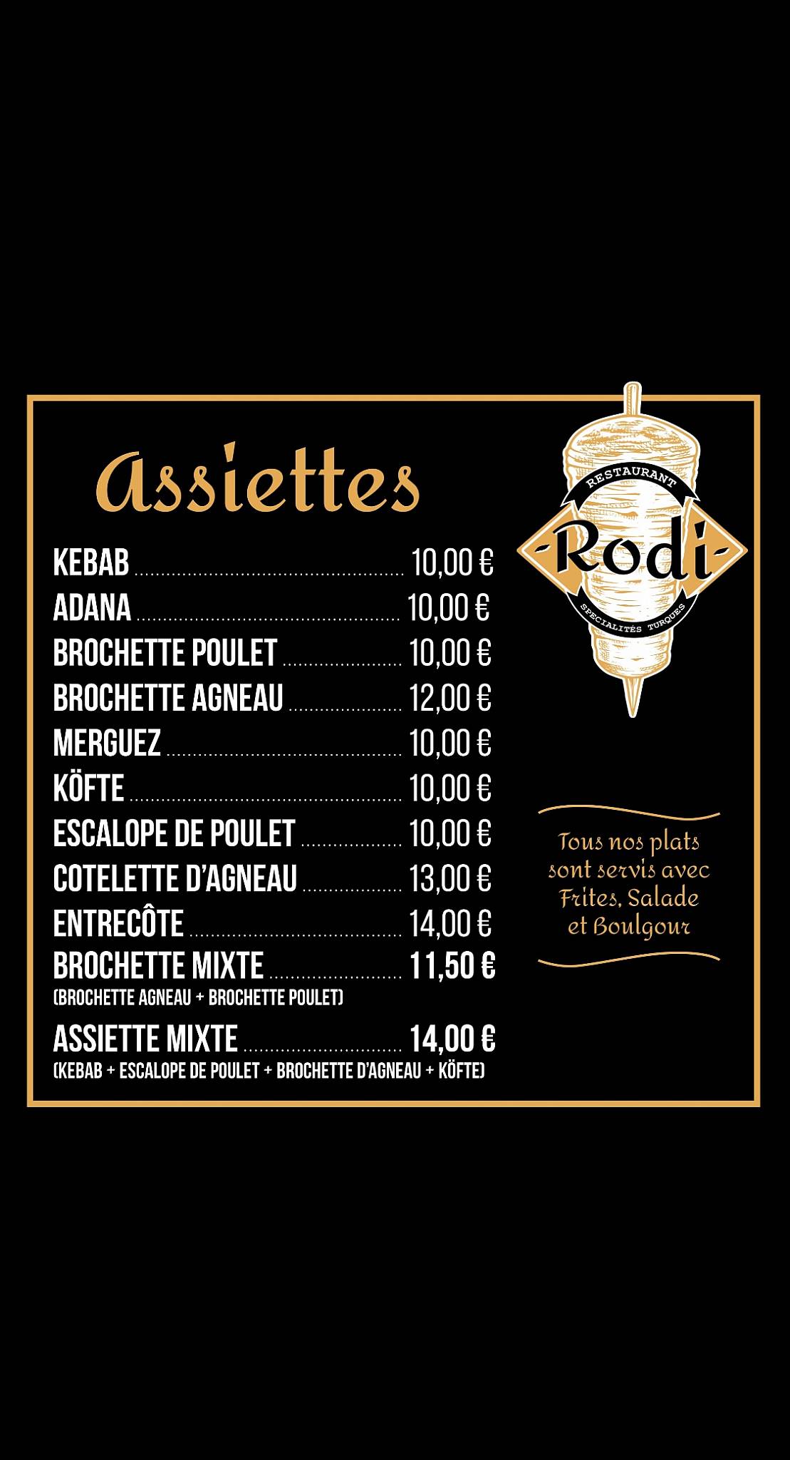 Menu au Le restaurant Rodi, Le Grau-du-Roi