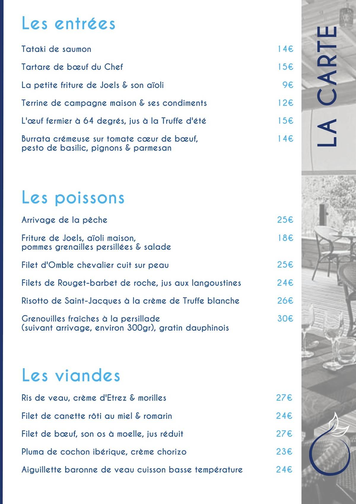 Menu au L'eau Douce restaurant, Montmerle-sur-Saône, 53 Rue de Mâcon