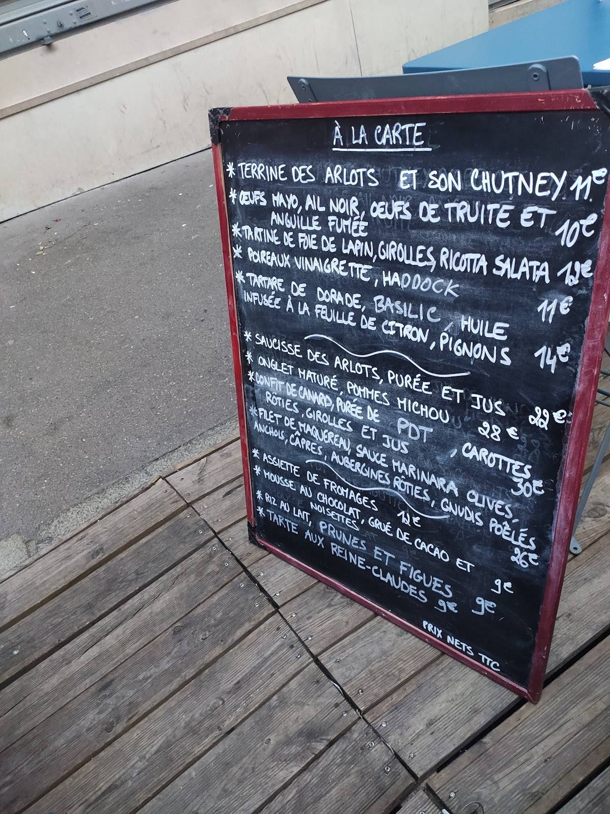 Menu at Les Arlots restaurant, Paris, 136 Rue du Faubourg Poissonnière