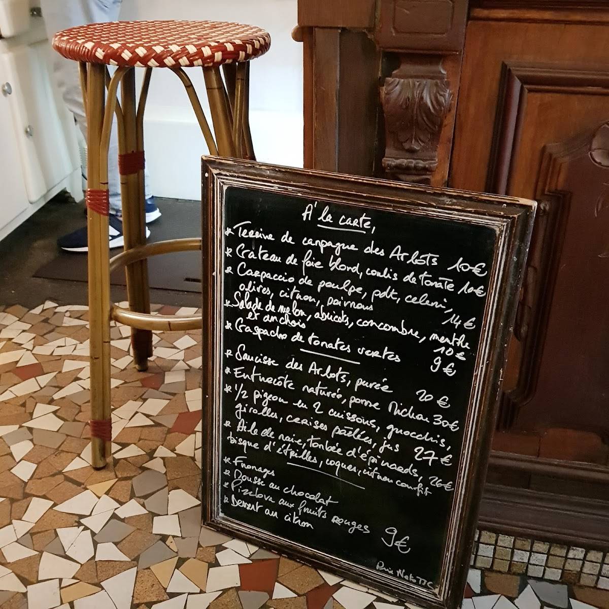 Menu at Les Arlots restaurant, Paris, 136 Rue du Faubourg Poissonnière