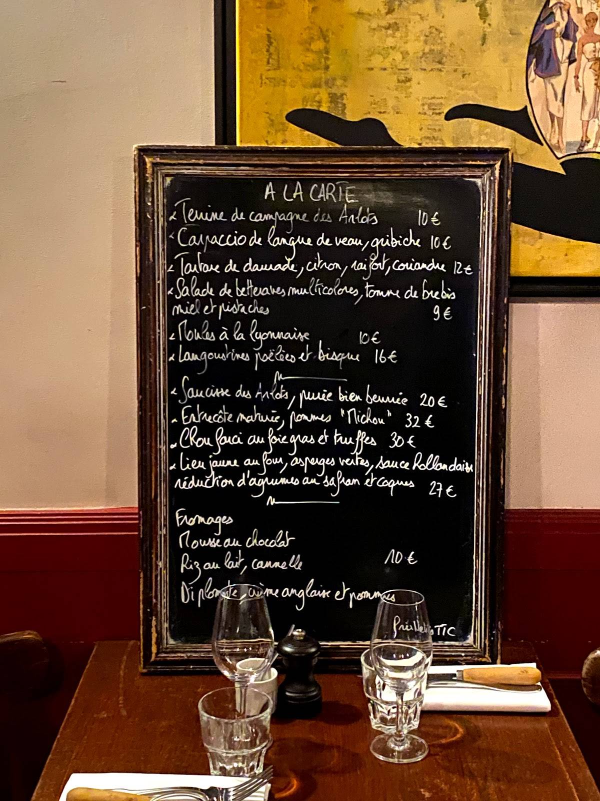 Menu at Les Arlots restaurant, Paris, 136 Rue du Faubourg Poissonnière