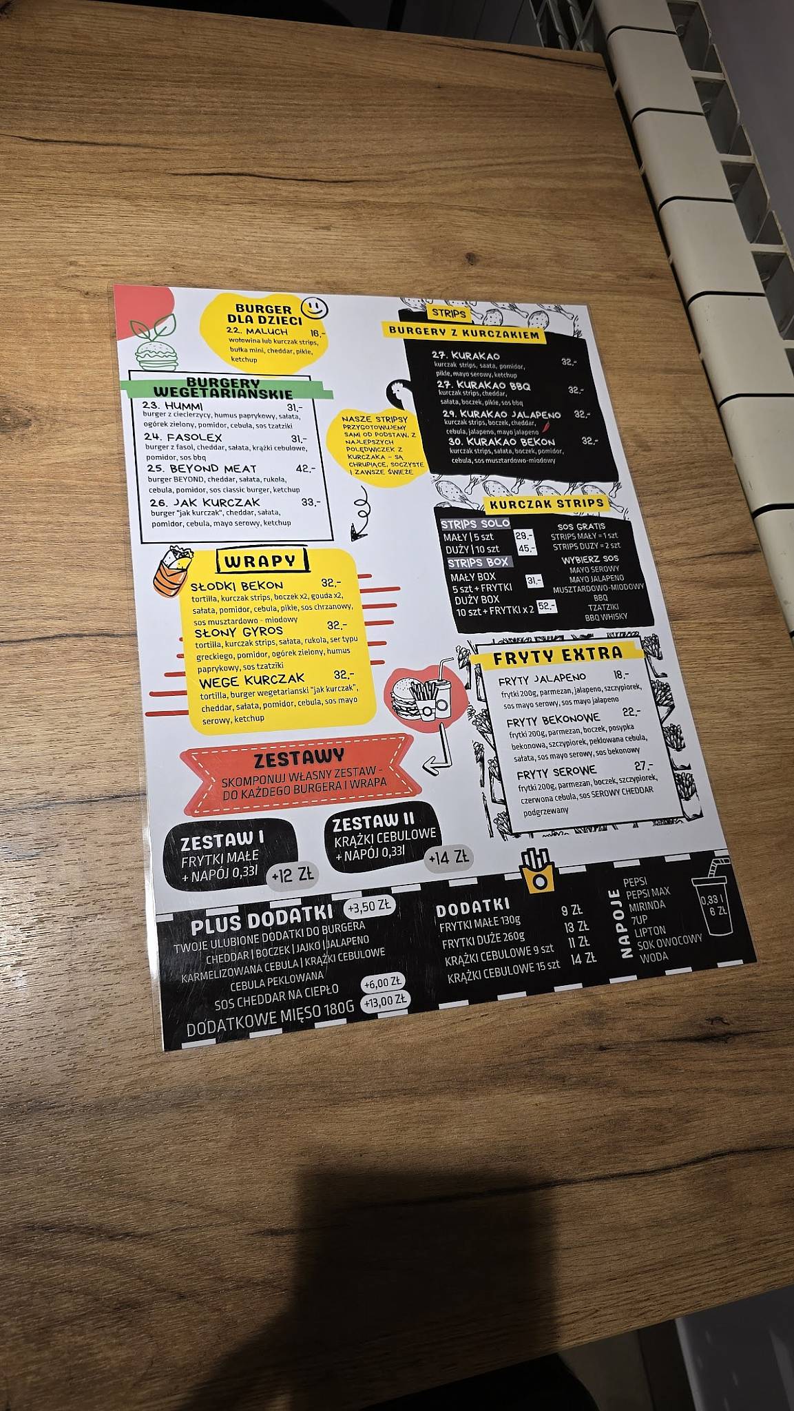 Menu at Let's Burger restaurant, Mszczonow