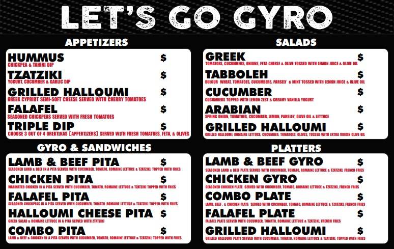 Menu at Let's Go Gyro restaurant, Pace