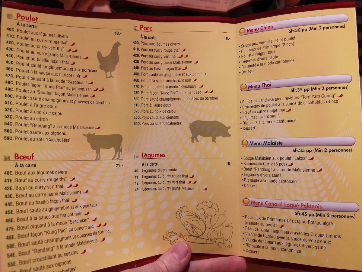Menu at Li Garden, Bottens, Rte de Lausanne 3