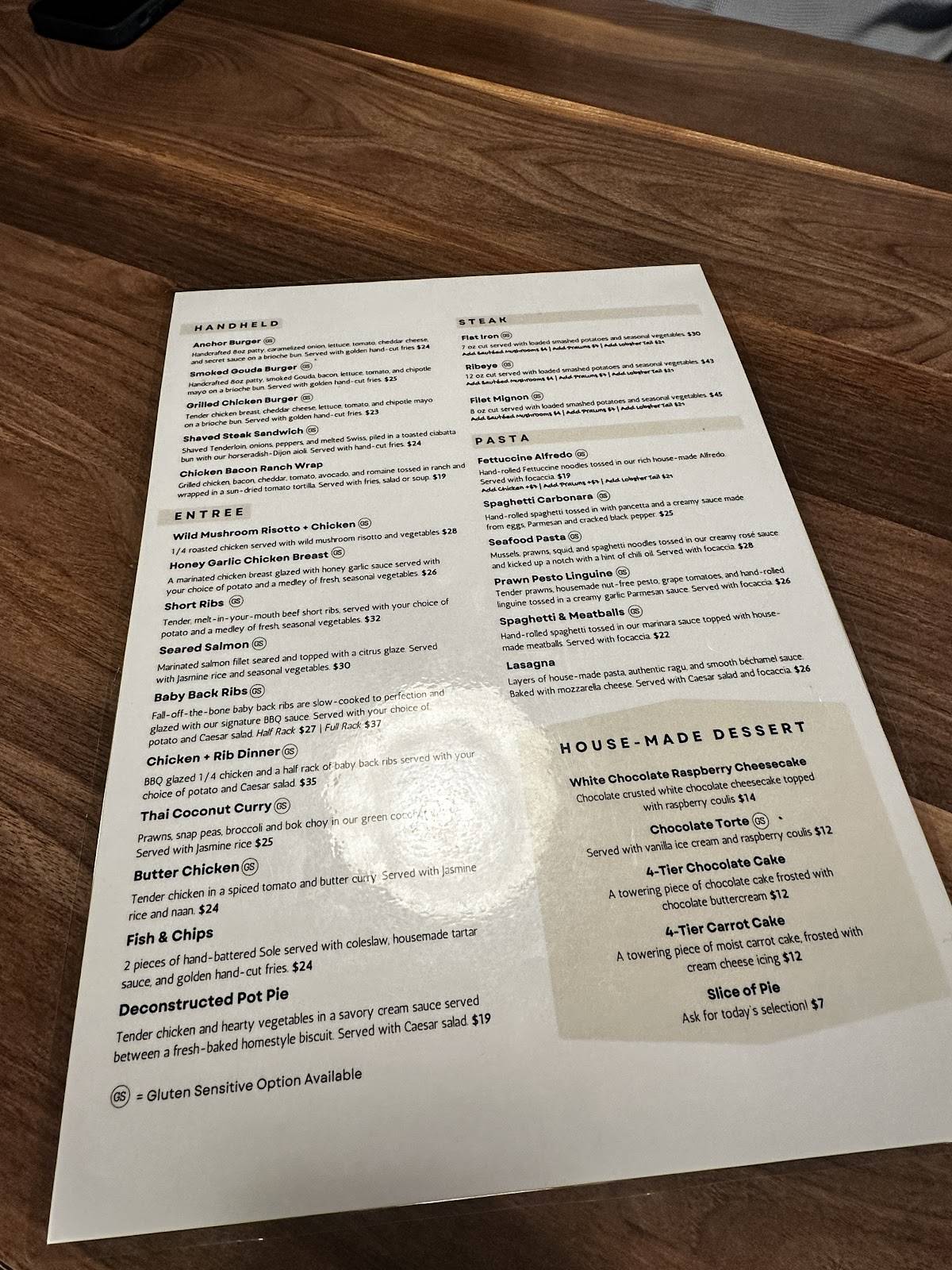 Menu at Lighthouse Community Eatery restaurant, Sylvan Lake