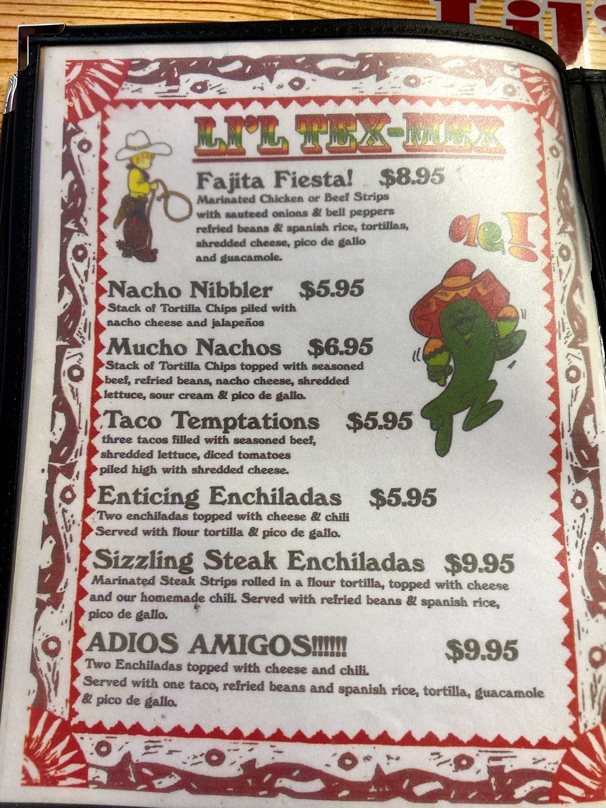 Menu at Lil-Tex Restaurant, Copperas Cove