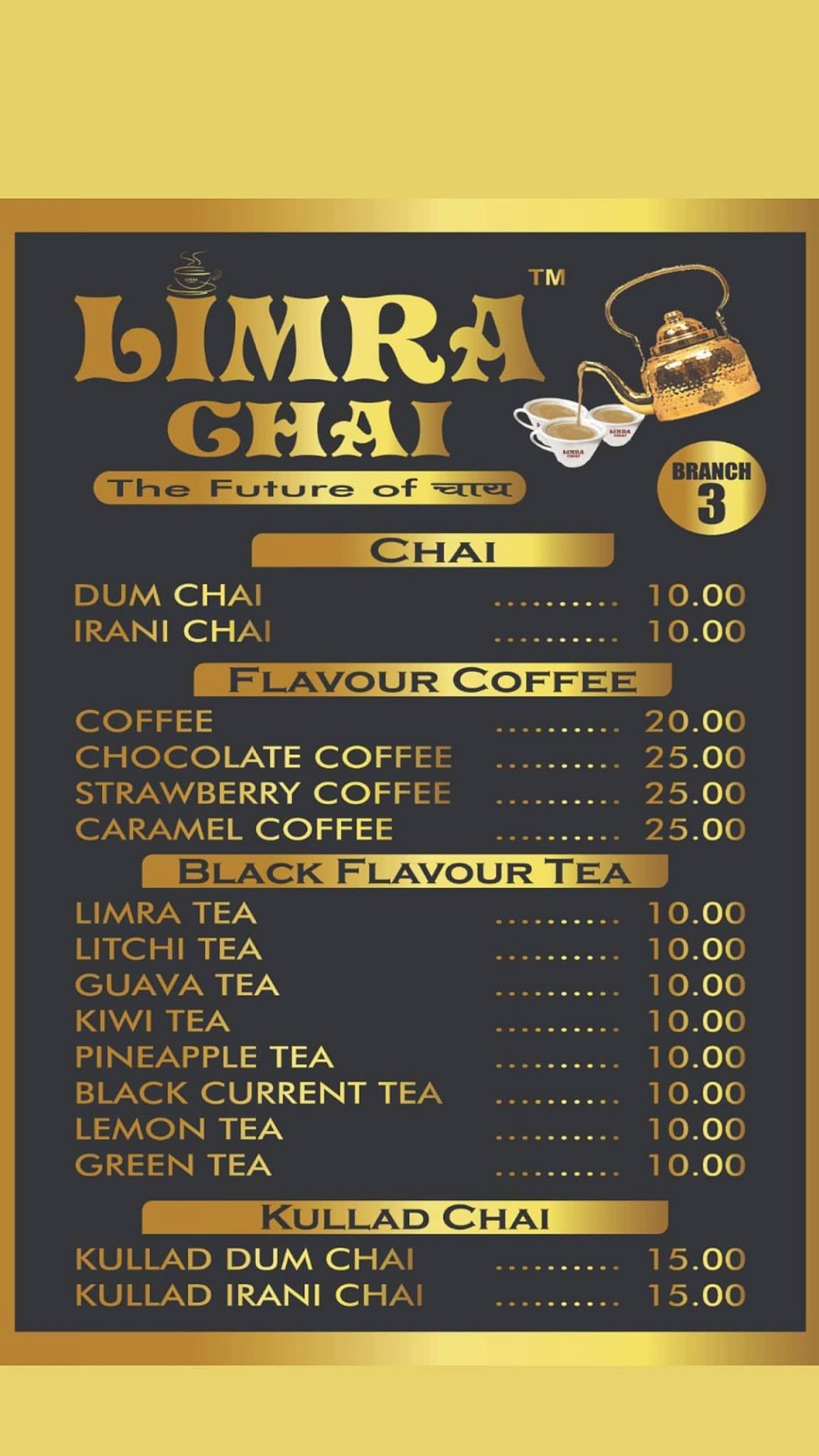 Menu at Limra Chai, Mumbai, Plot No 02