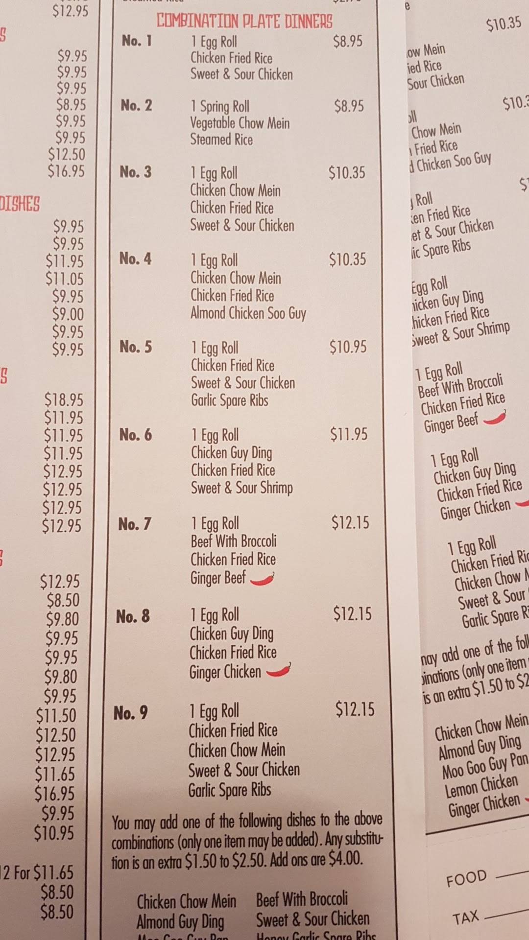 Menu at Lin Garden Restaurant, Elmsdale