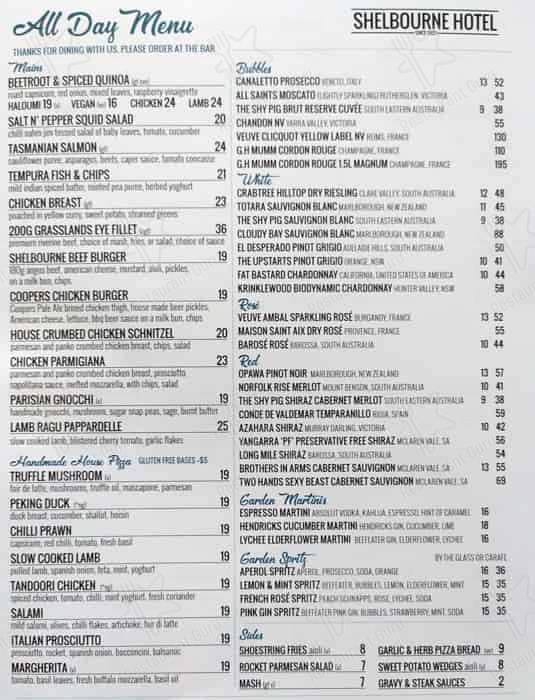 Menu at Linq Function Space restaurant, Sydney