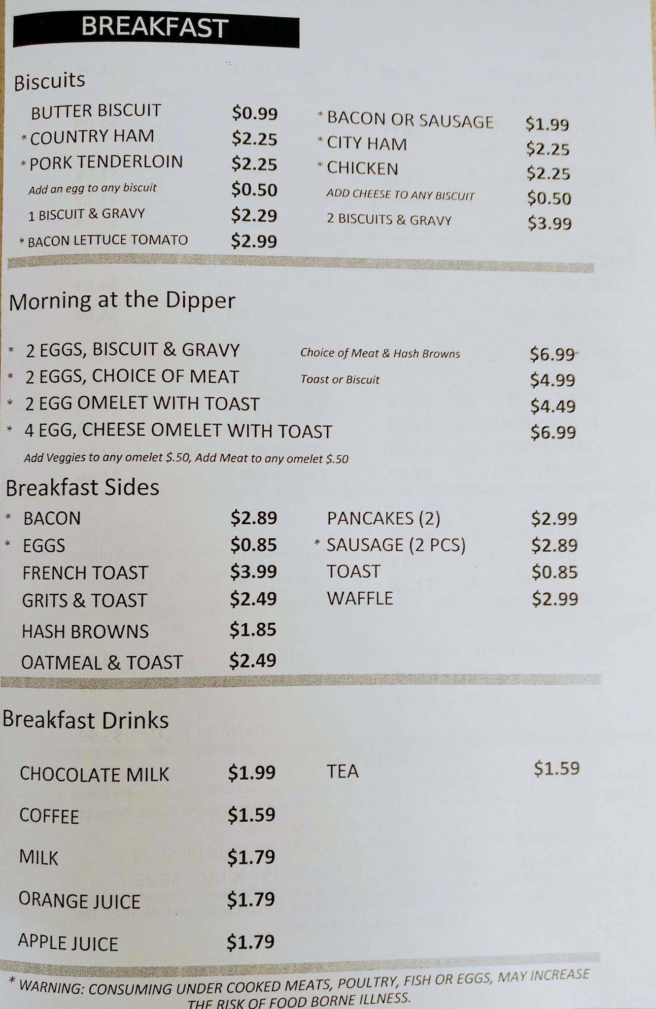 Menu at Little Dipper Diner & Creamery restaurant, Blaine