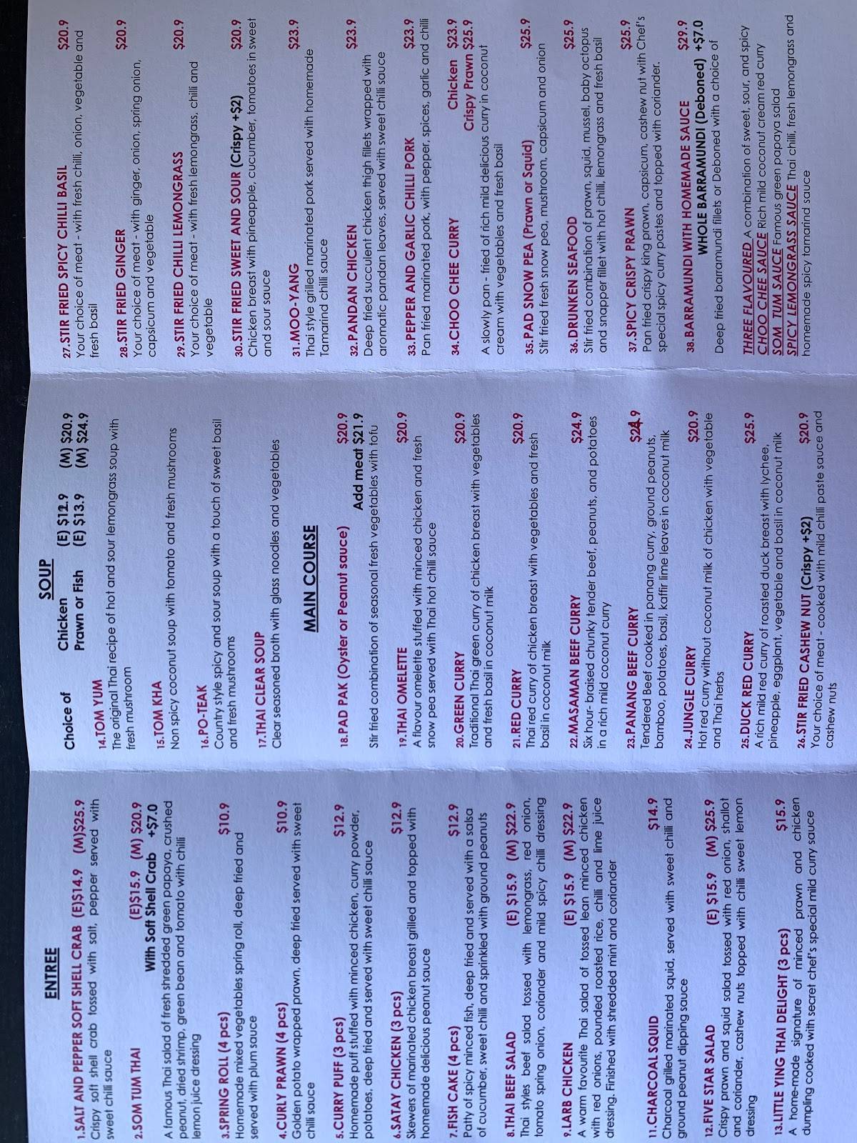 Menu at Little Ying Thai restaurant, East Victoria Park, Unit 3/895 ...