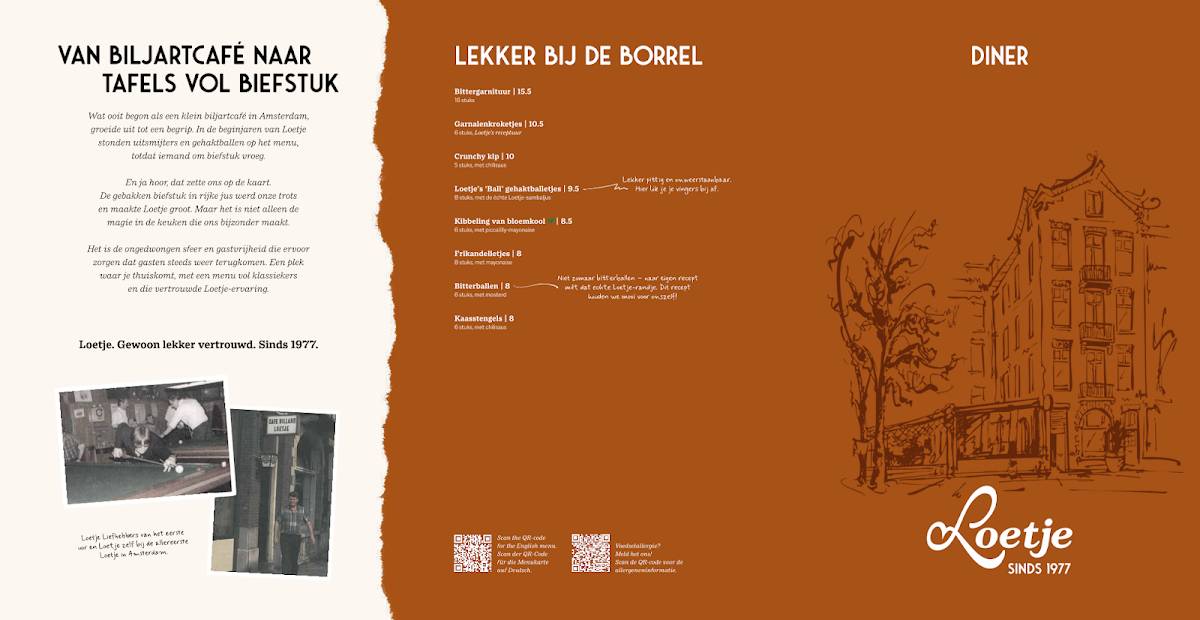 Speisekarte von Loetje Leiden restaurant, Leiden