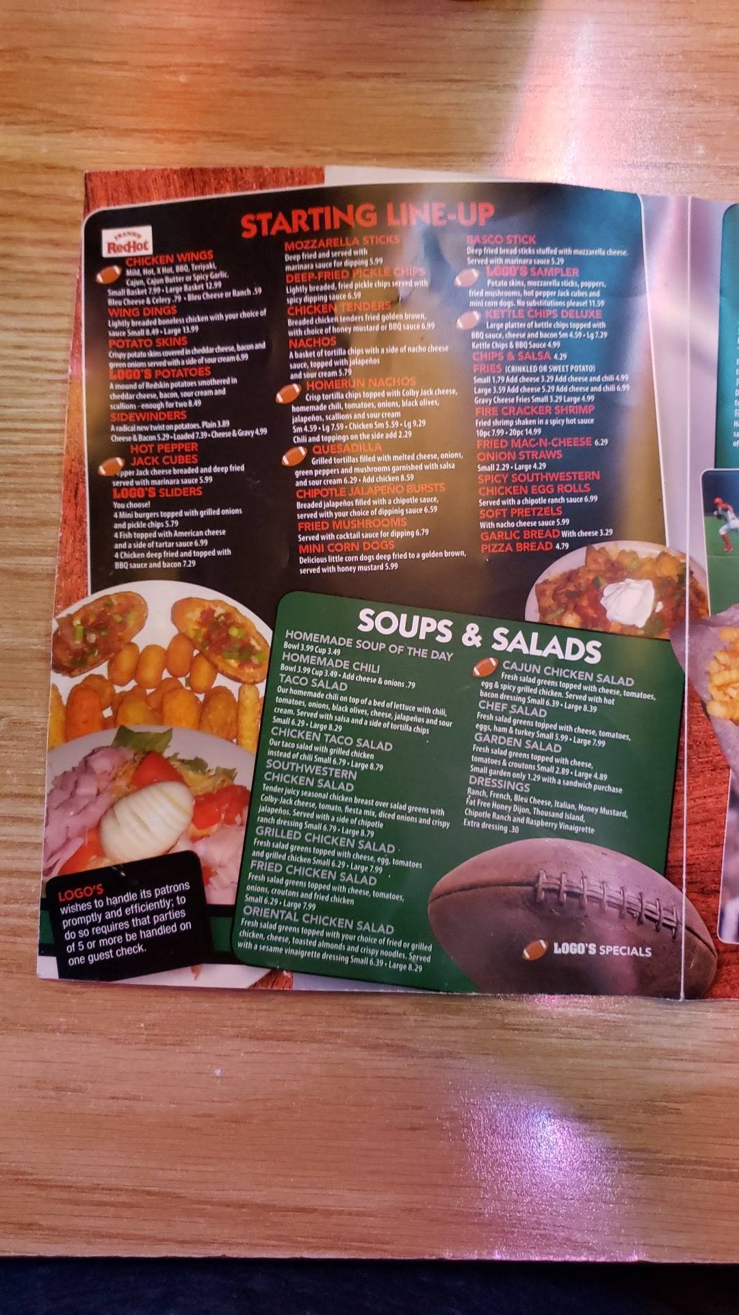 Menu at Logo's Sports Bar & Grill, Cincinnati
