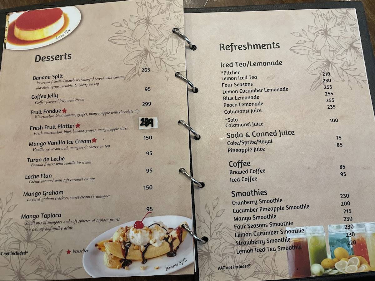 Menu at Lola Feling Restaurant Legazpi, Legazpi City