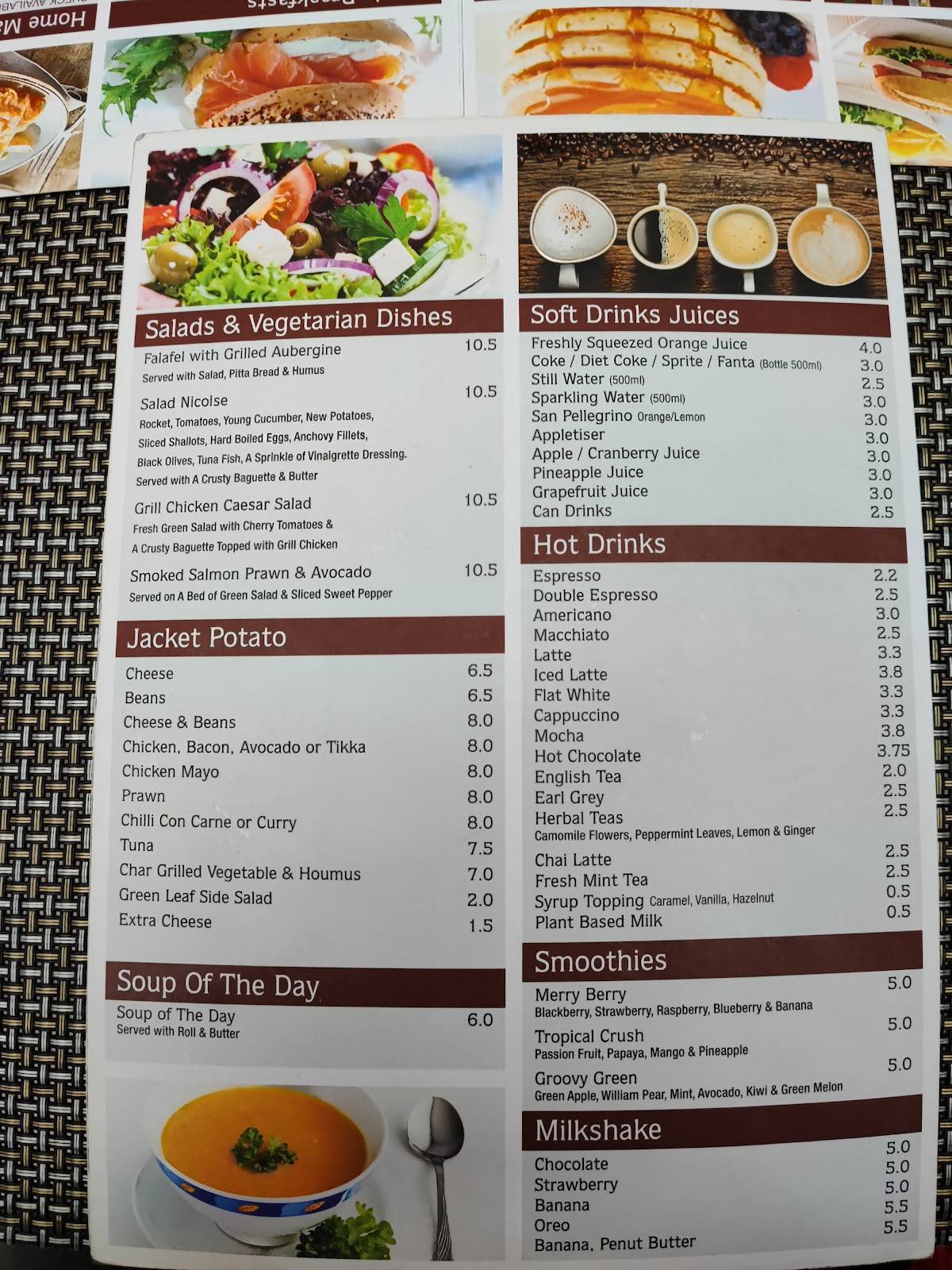 Menu at Cafe Plaka, London